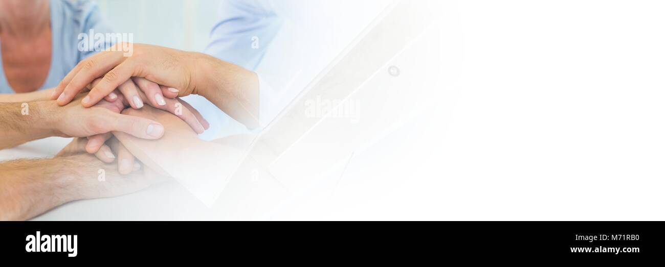 Teamwork transition with people joining hands Stock Photo - Alamy