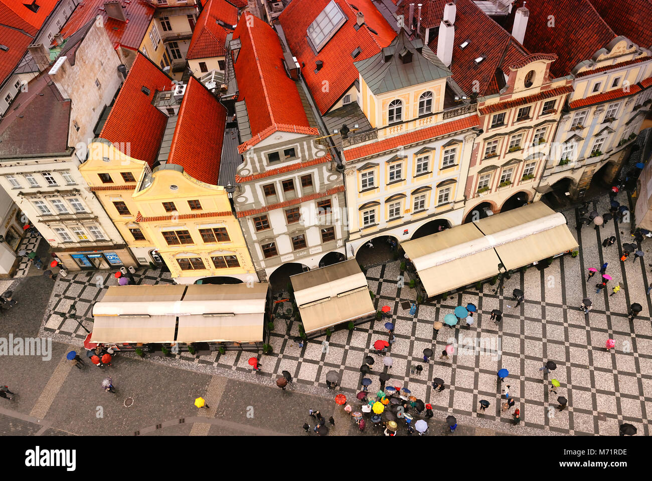 crowded square in the rain, Prague city, Czechia Stock Photo - Alamy