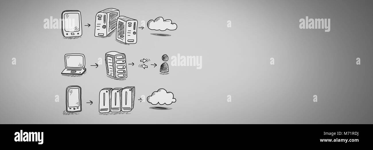 Drawing computer network Black and White Stock Photos & Images - Alamy