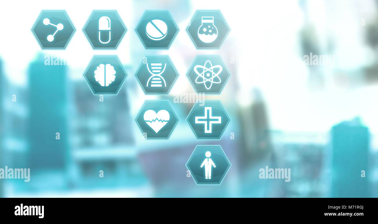 medical interface hexagon icons Stock Photo - Alamy
