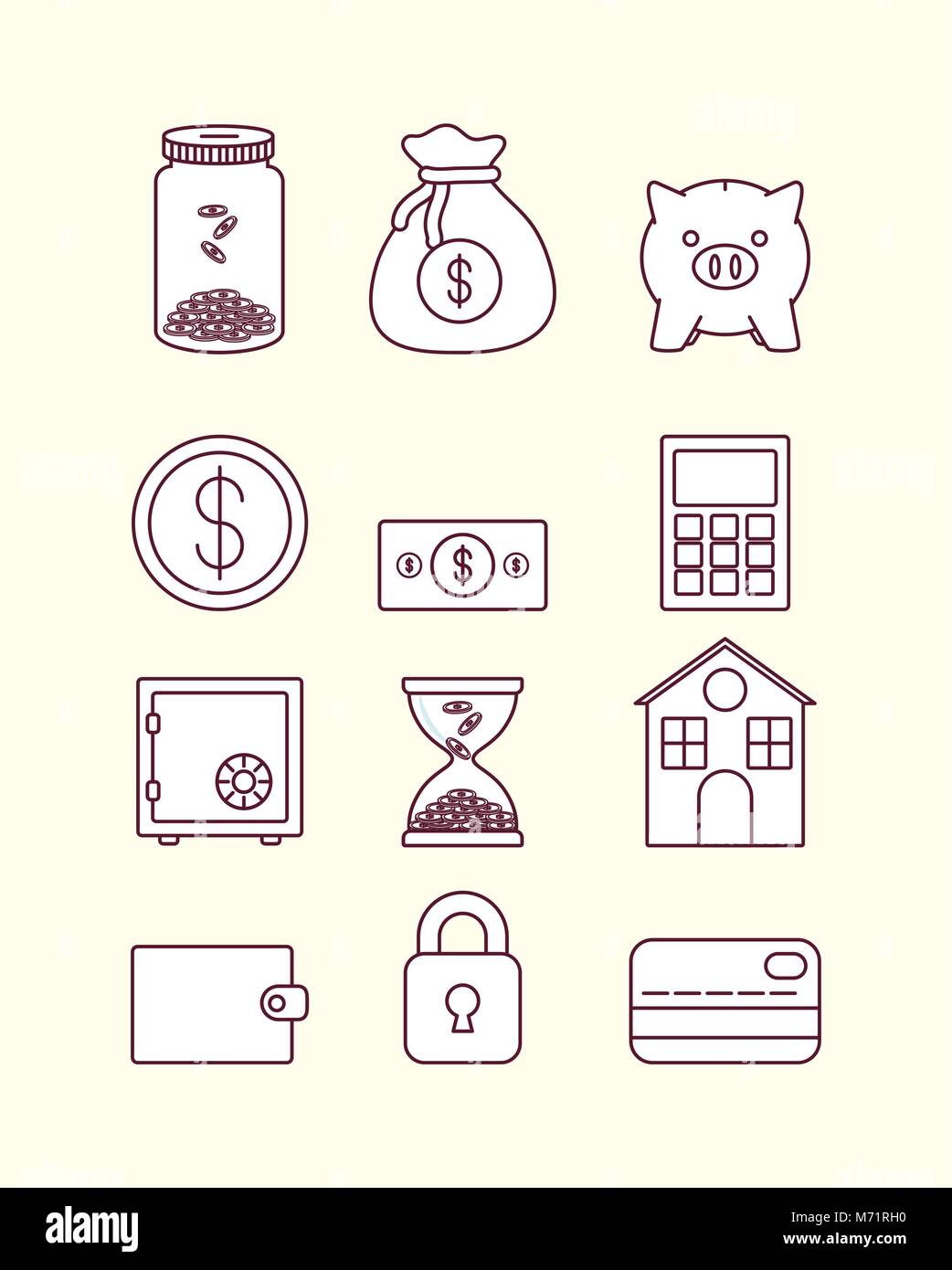 icon set of money concept over white background, vector illustration ...
