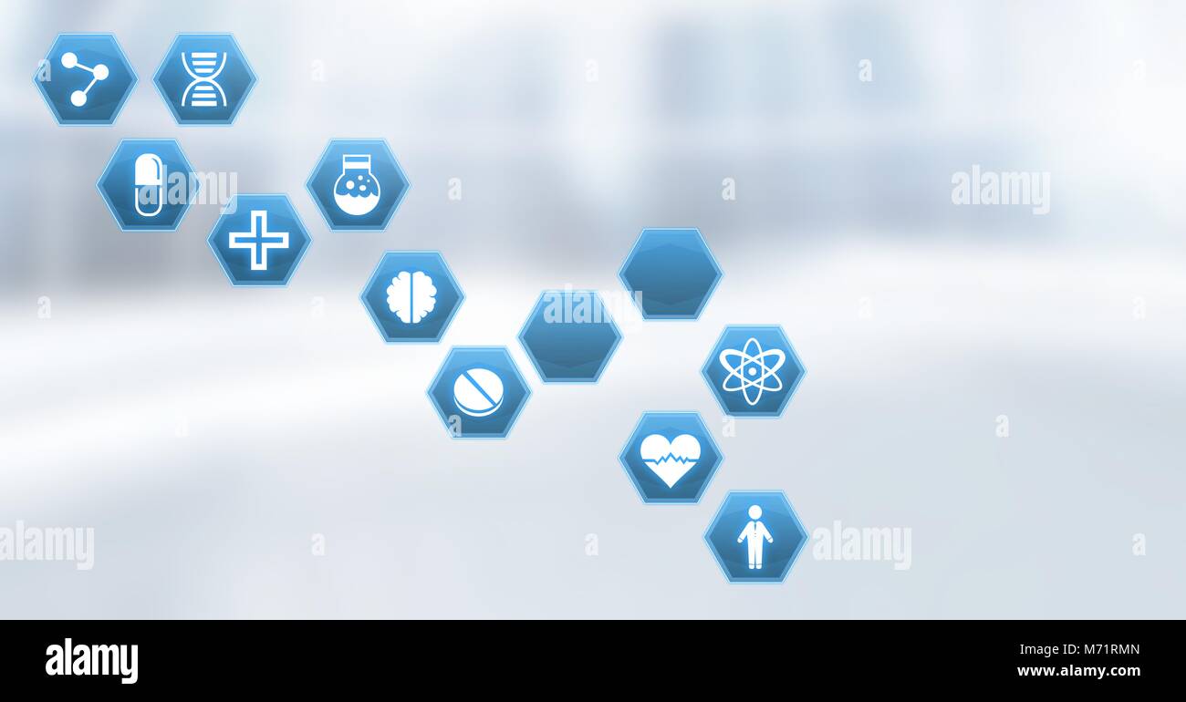 medical interface hexagon icons Stock Photo - Alamy