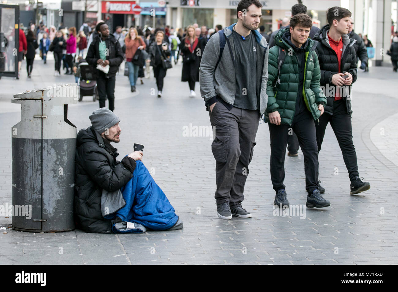 Homeless, homelessness beg seated beggar tramp swep rough sleeper ...