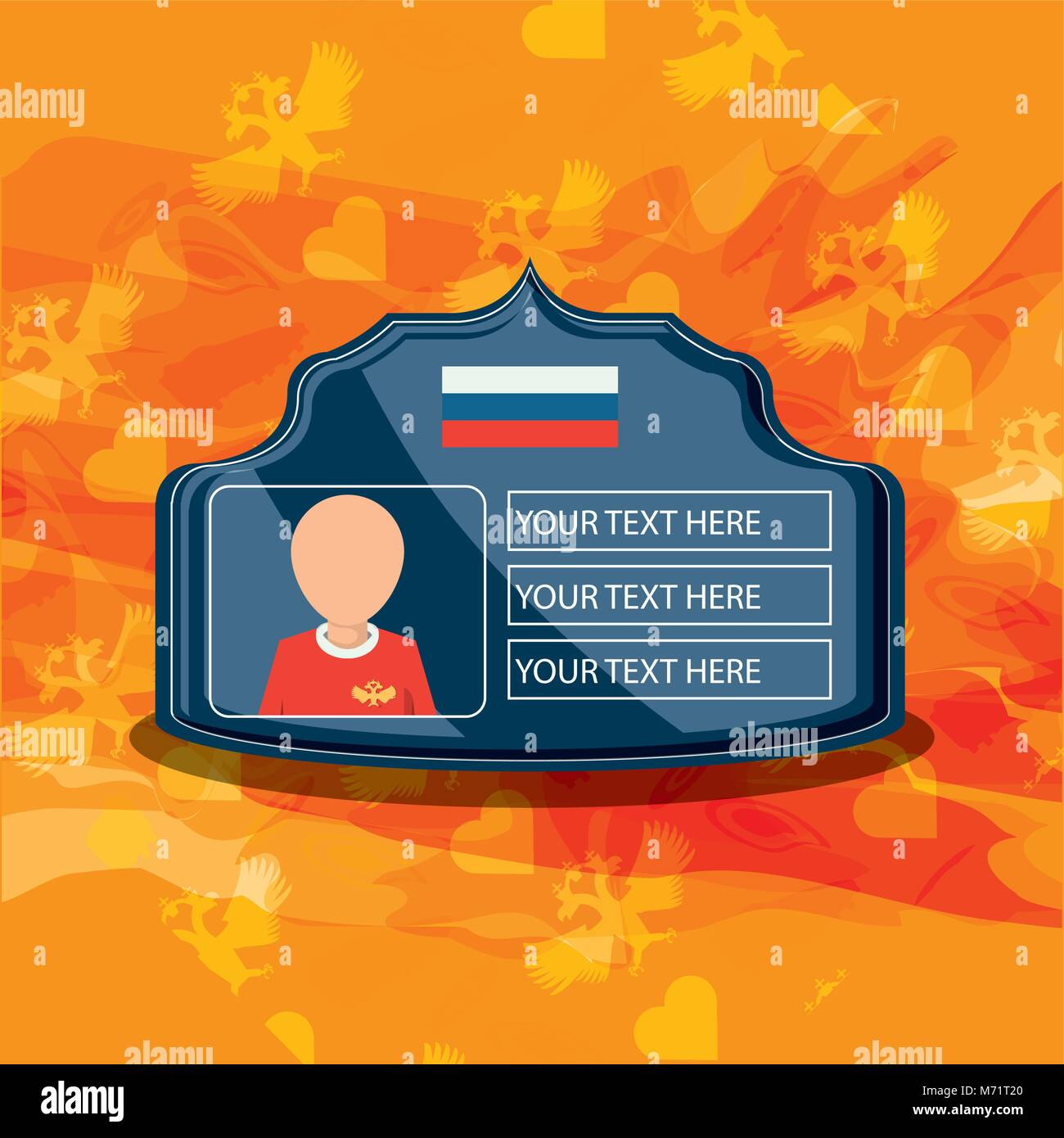 Soccer player card template icon over orange background, colorful ...