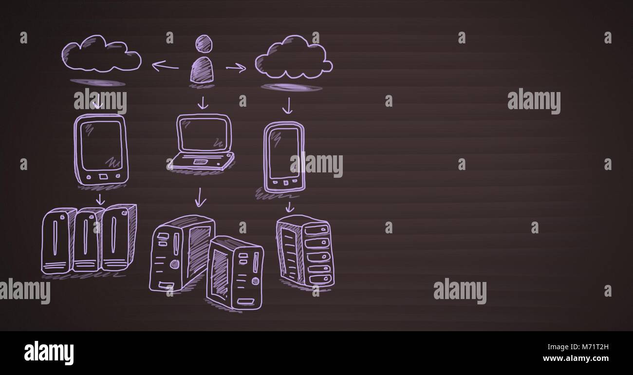 Servers network drawing doodles Stock Photo - Alamy