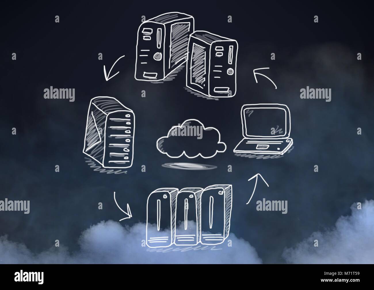 Servers network drawing doodles Stock Photo - Alamy