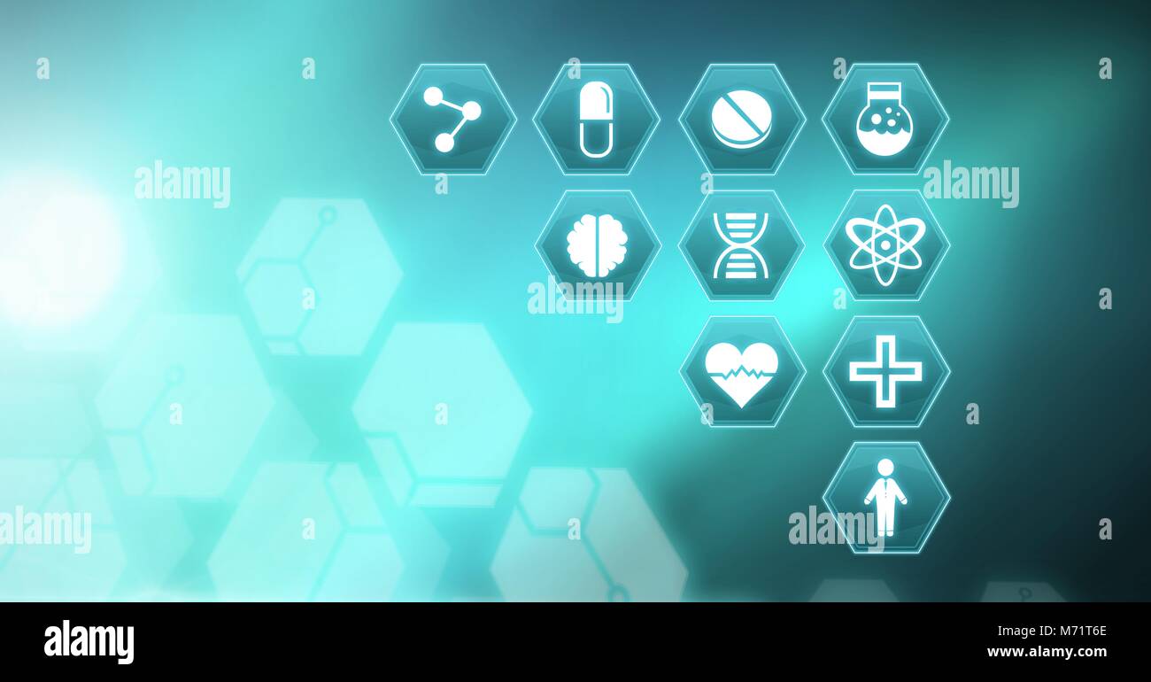 medical interface hexagon icons Stock Photo - Alamy