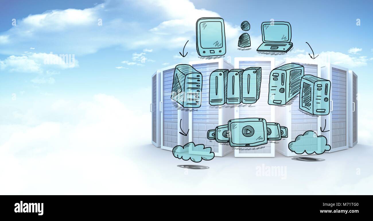 Servers network drawing doodles Stock Photo - Alamy