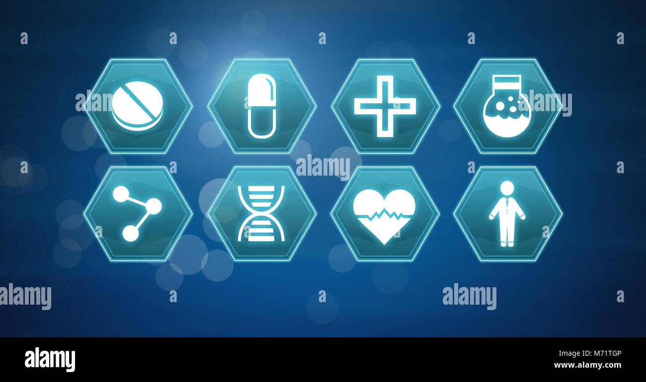 medical interface hexagon icons Stock Photo - Alamy