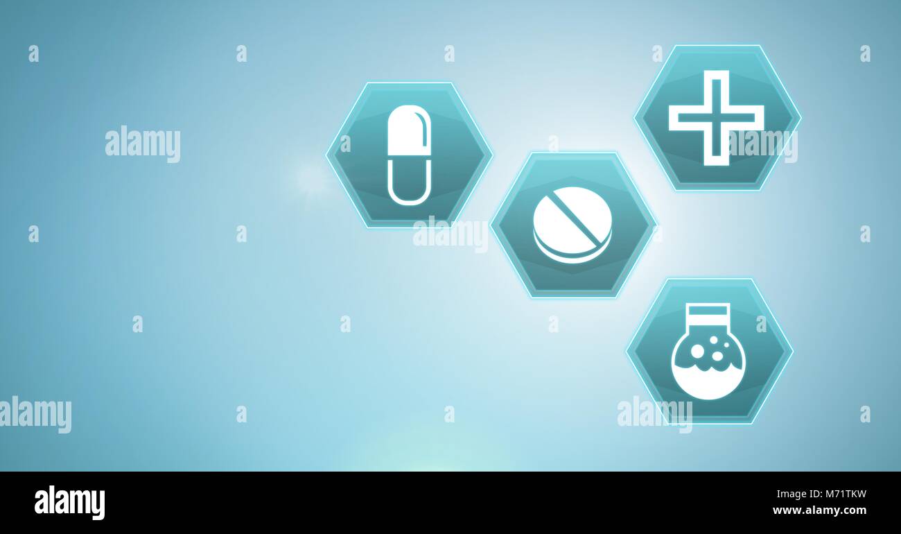 medicine drugs interface hexagon icons Stock Photo - Alamy