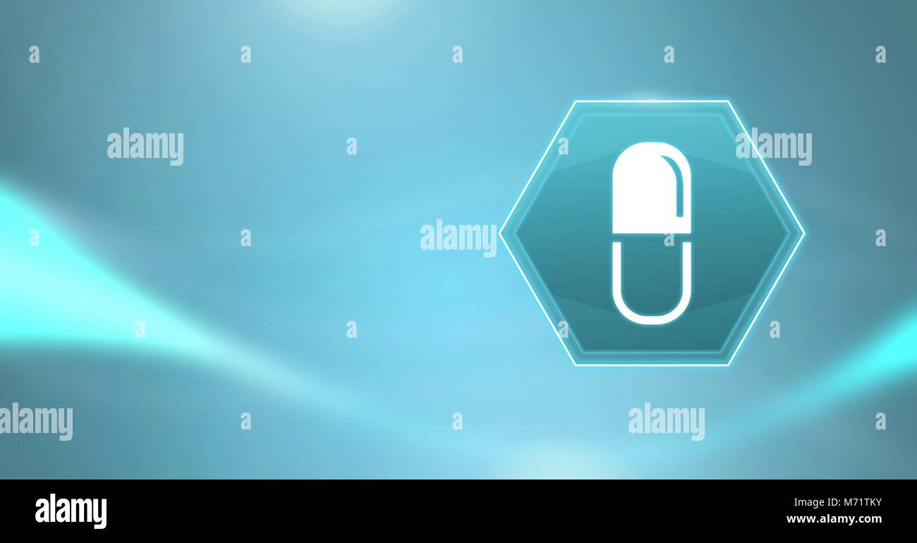 medicine pill drug interface hexagon icon Stock Photo - Alamy