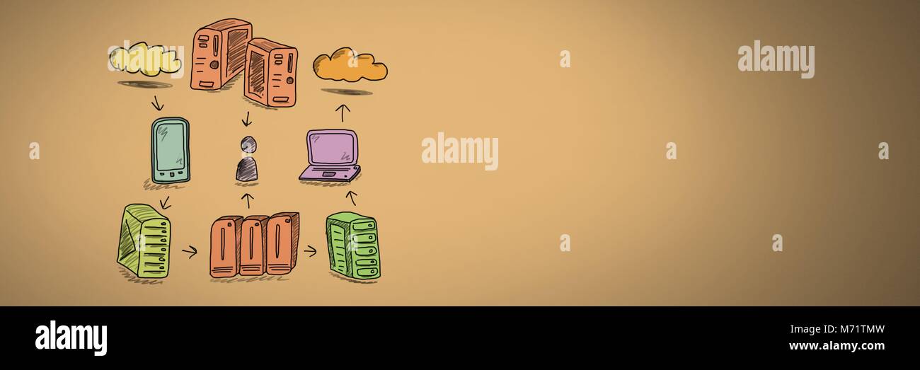 Servers network drawing doodles Stock Photo - Alamy