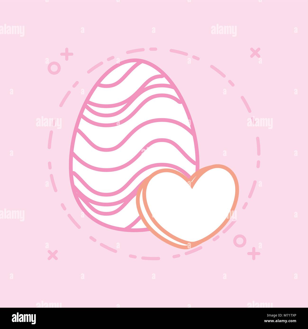easter egg and heart icon over pink background, colorful design vector ...