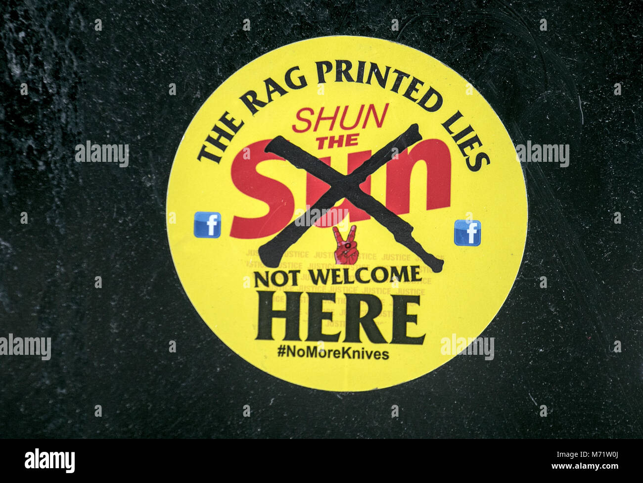 Shun the sun newspaper boycott signs; Hillsborough tragedy football ...