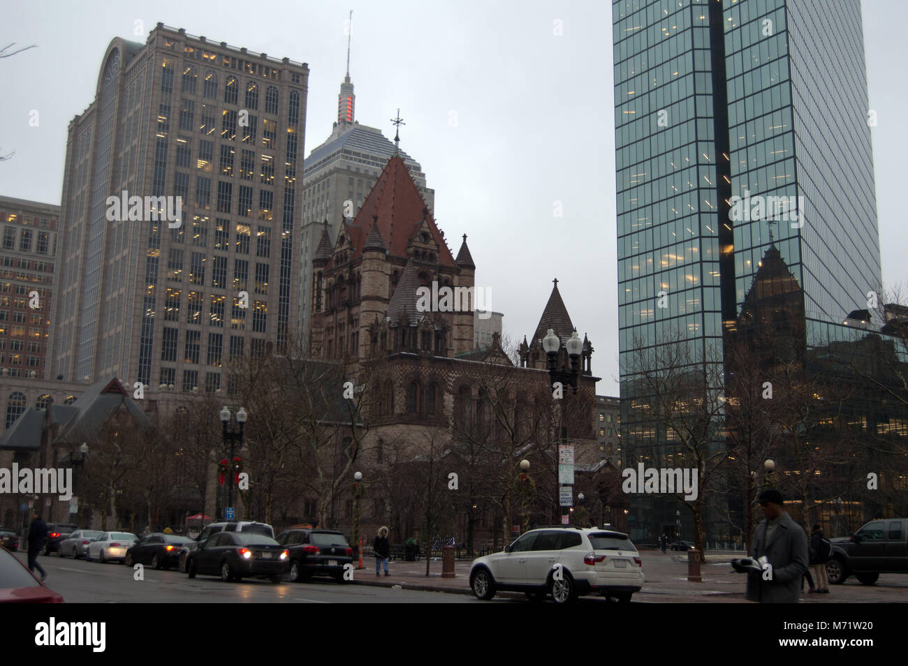 Trinity Church in the City of Boston during winter, Back Bay, Boston ...