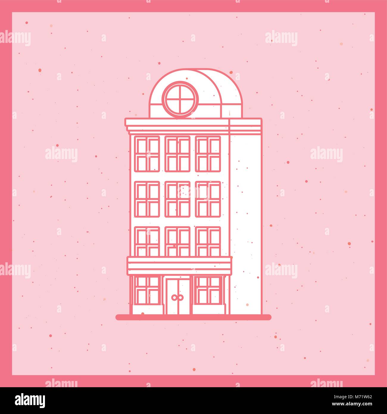 apartments building icon over pink background, retro colorful design ...