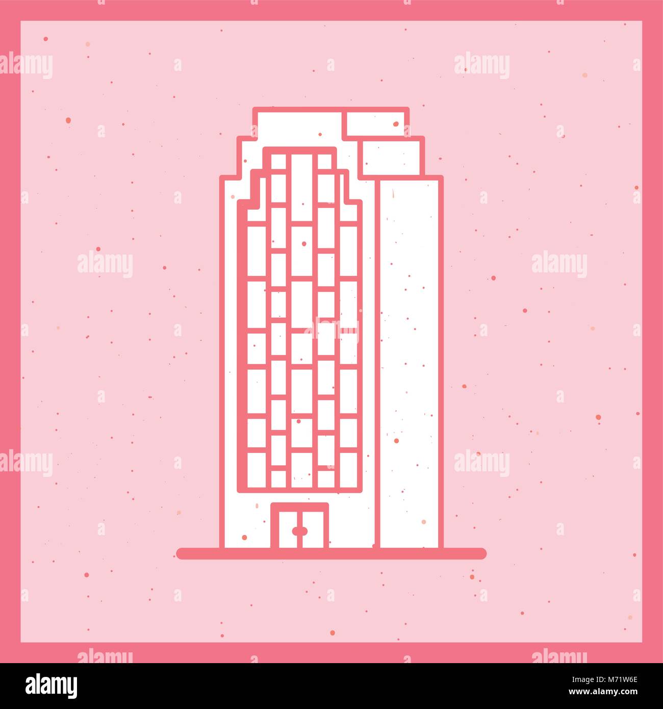 apartments building icon over pink background, retro colorful design ...