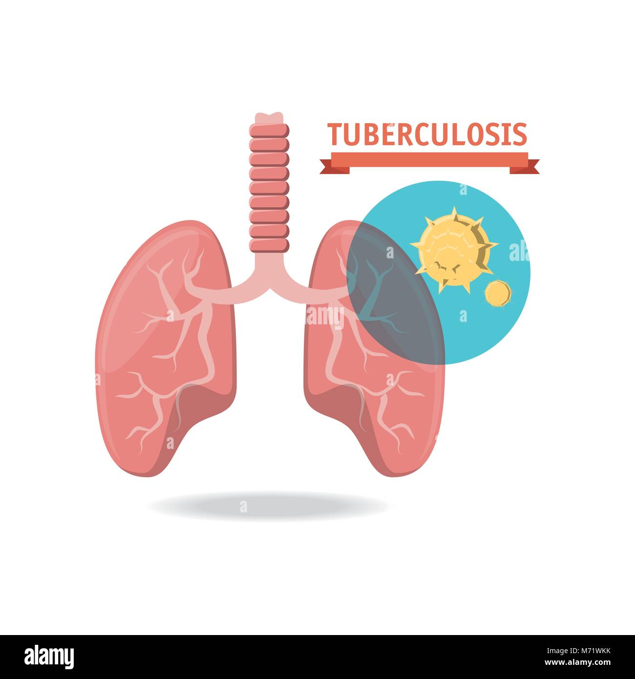Lungs And Tuberculosis Bacteria Over White Background Colorful Design