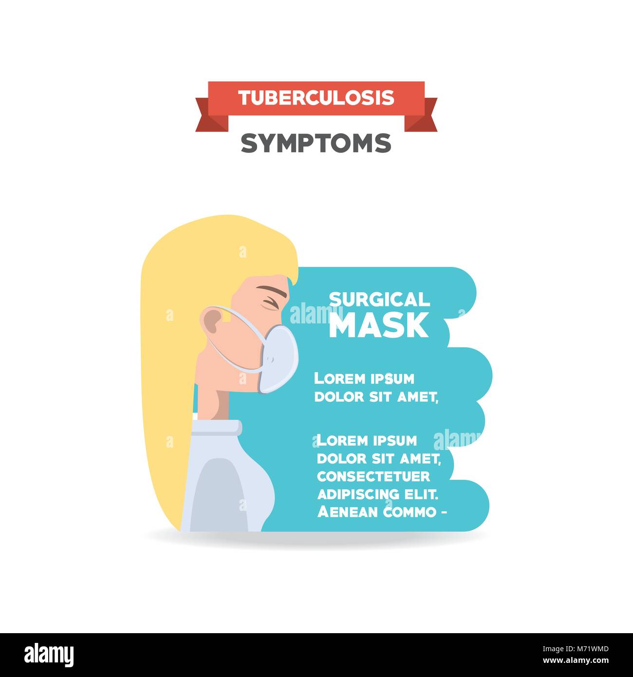 Tuberculosis Infographic Design With Avatar Woman With A Surgical Mask