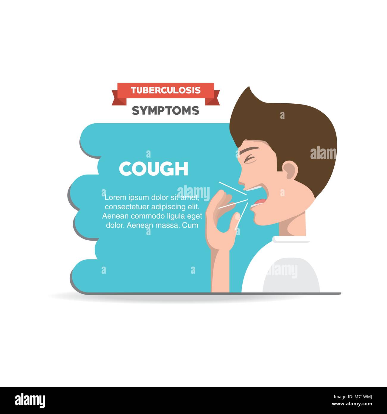 Tuberculosis infographic design with man coughing over white background ...