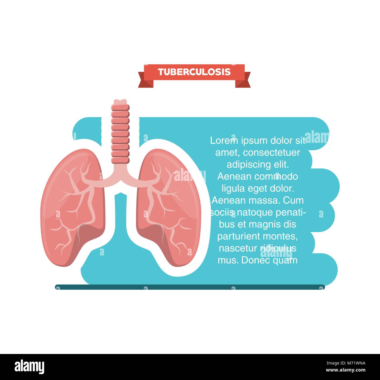 Tuberculosis infographic design with lungs icon over white background ...