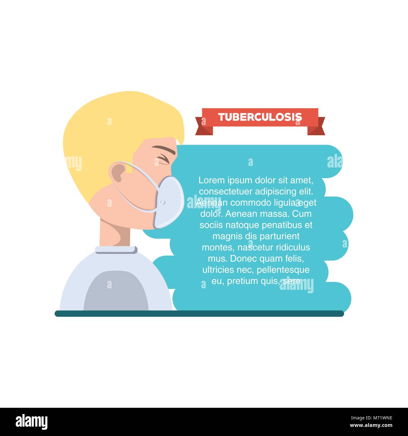 Tuberculosis infographic design with avatar man with a surgical mask ...