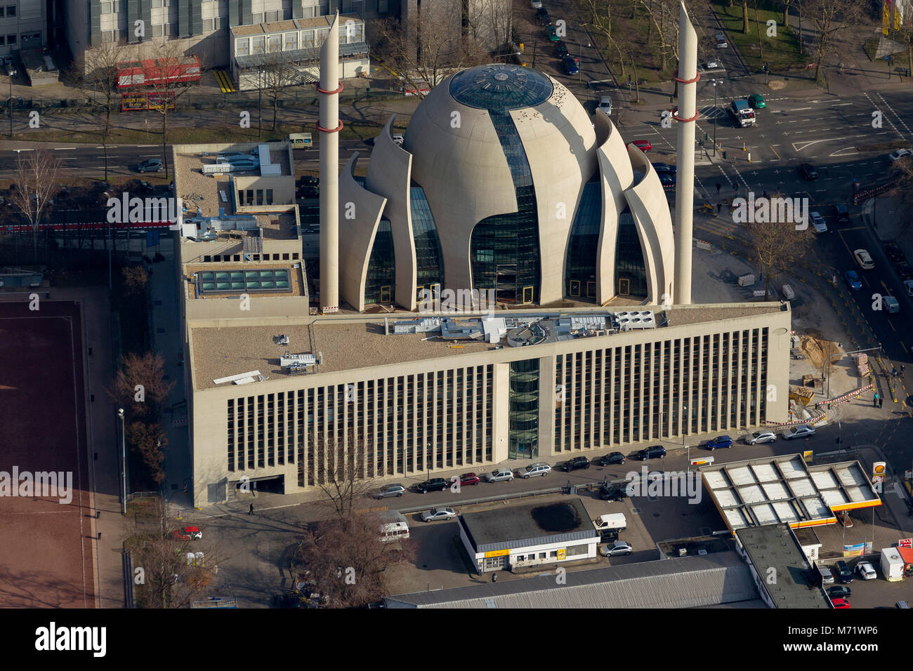 Aerial view, DİTİB Central Mosque Cologne is a mosque under ...