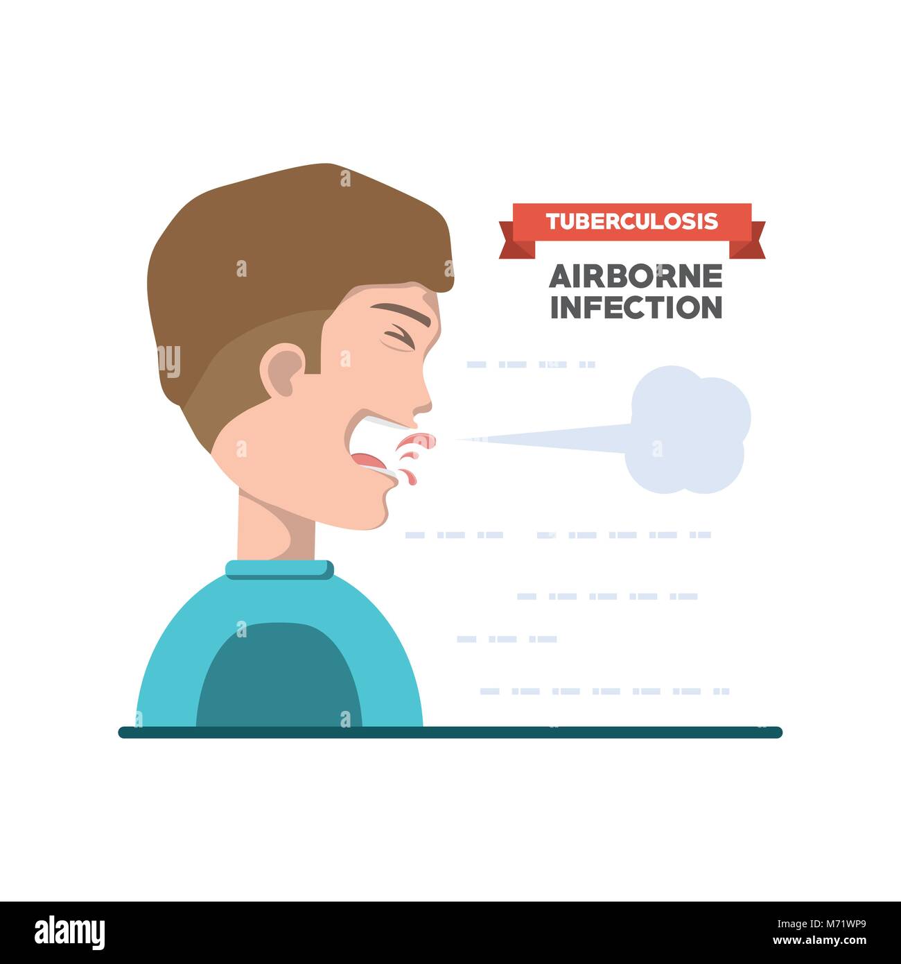 Tuberculosis design with man coughing the virus over white background ...