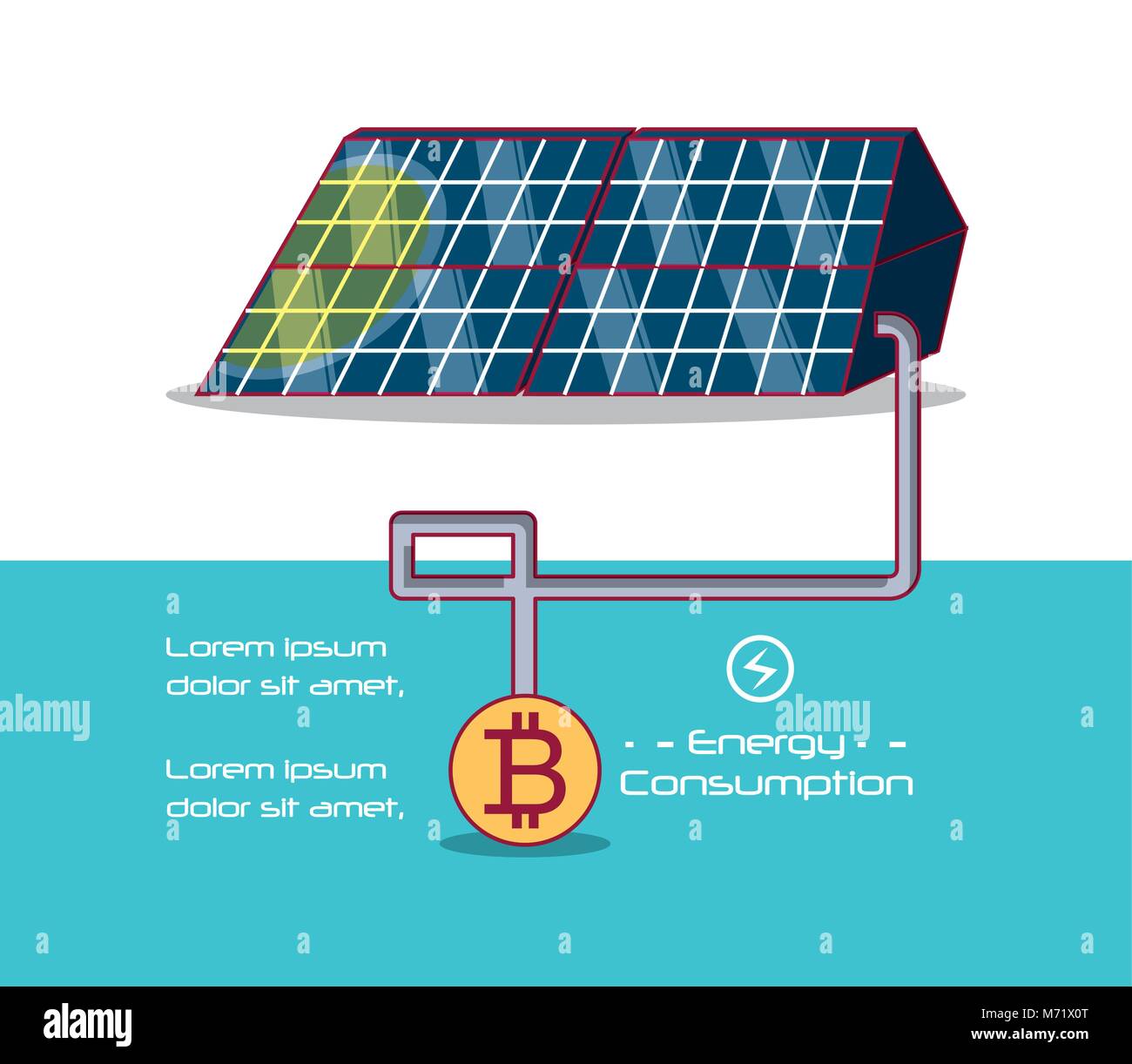 Infographic of Energy Consumption design with solar panel and bitcoin ...