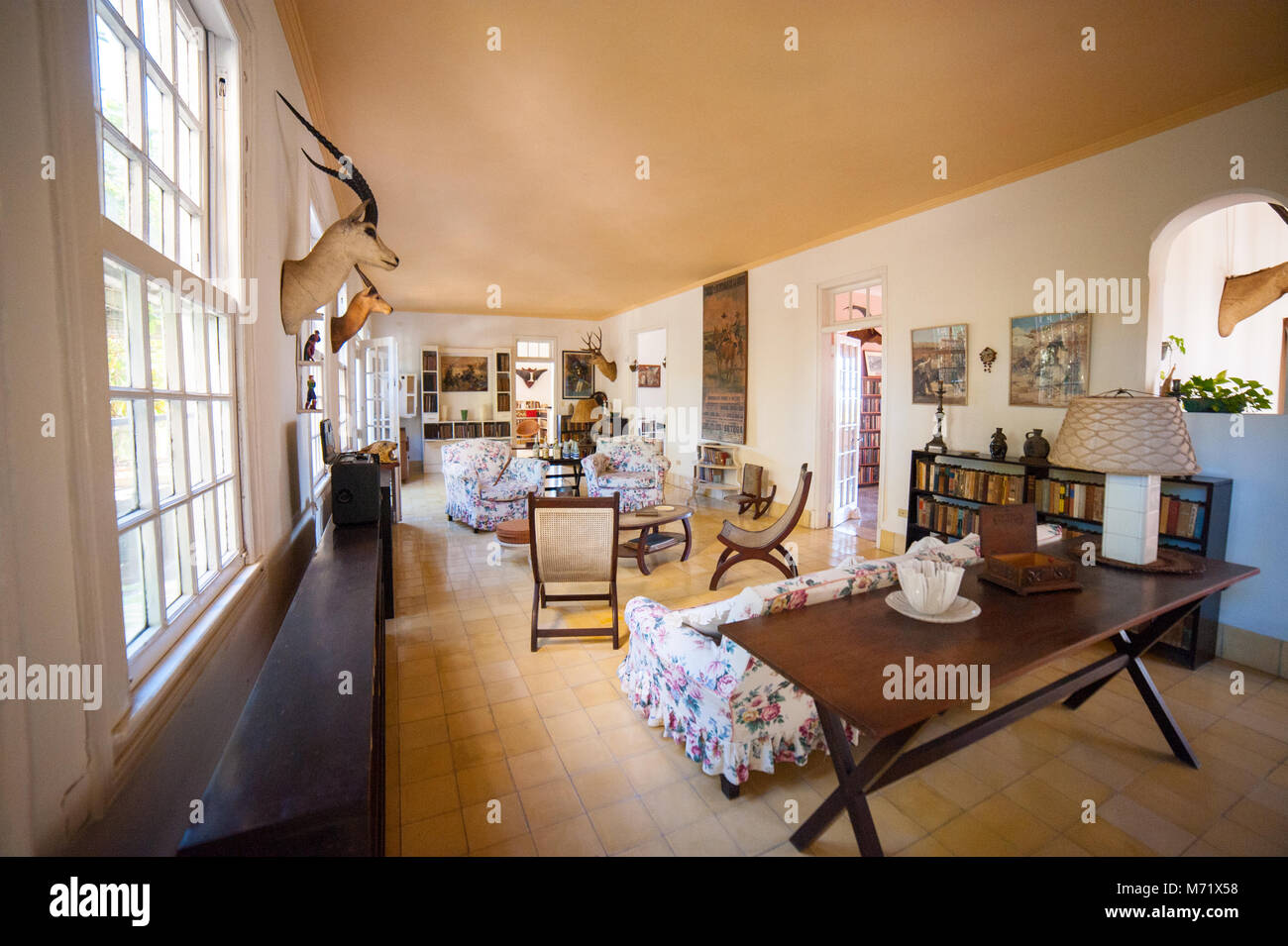 Bedroom at Finca Vigía, Ernest Hemingway's house in Havana, Cuba Stock ...
