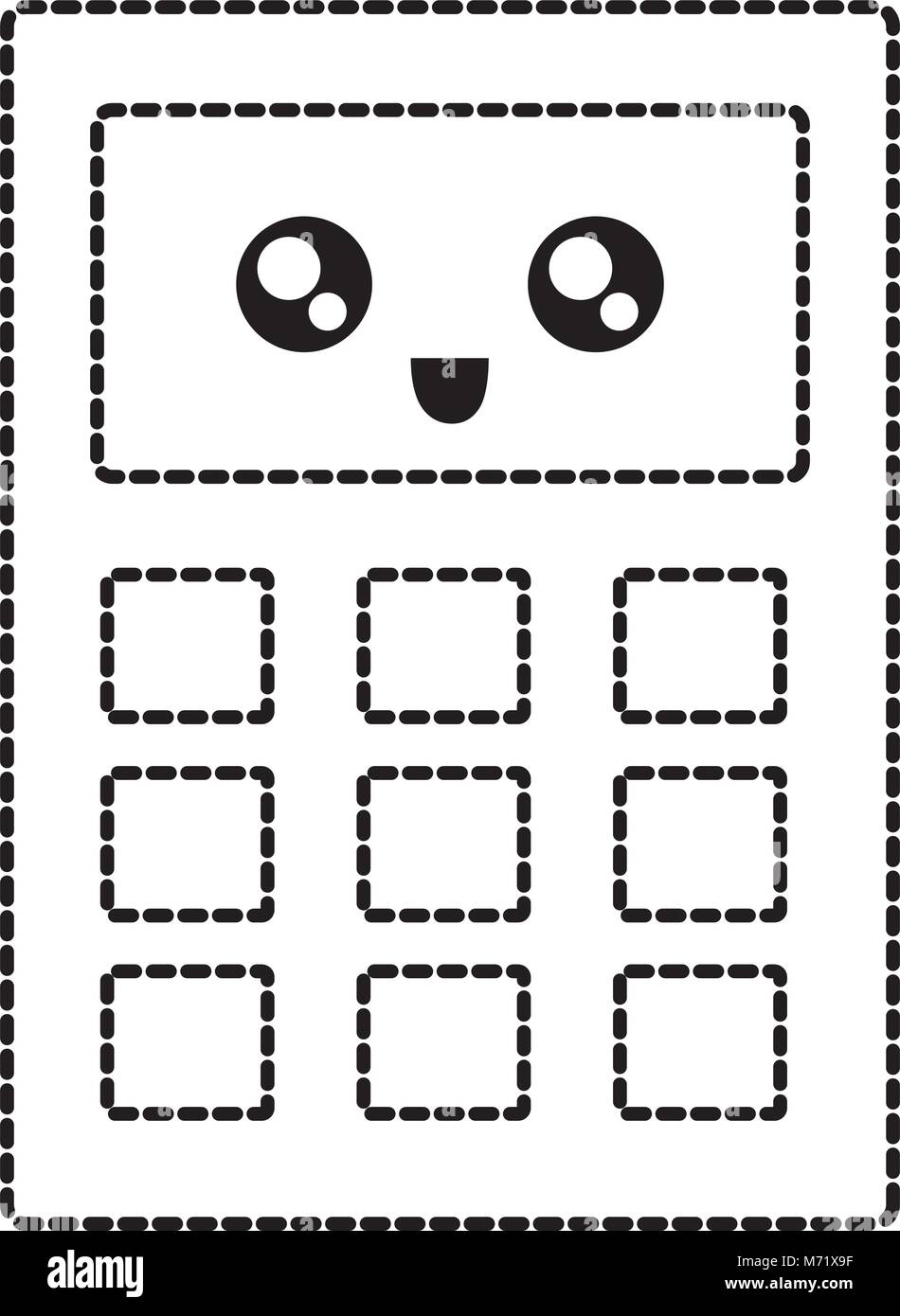 flat line uncolored kawaii dataphone sticker vector illustration Stock ...