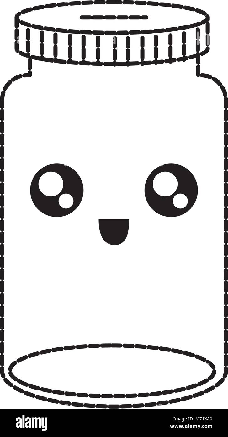 flat line uncolored kawaii jar coin bank sticker with coins sticker ...