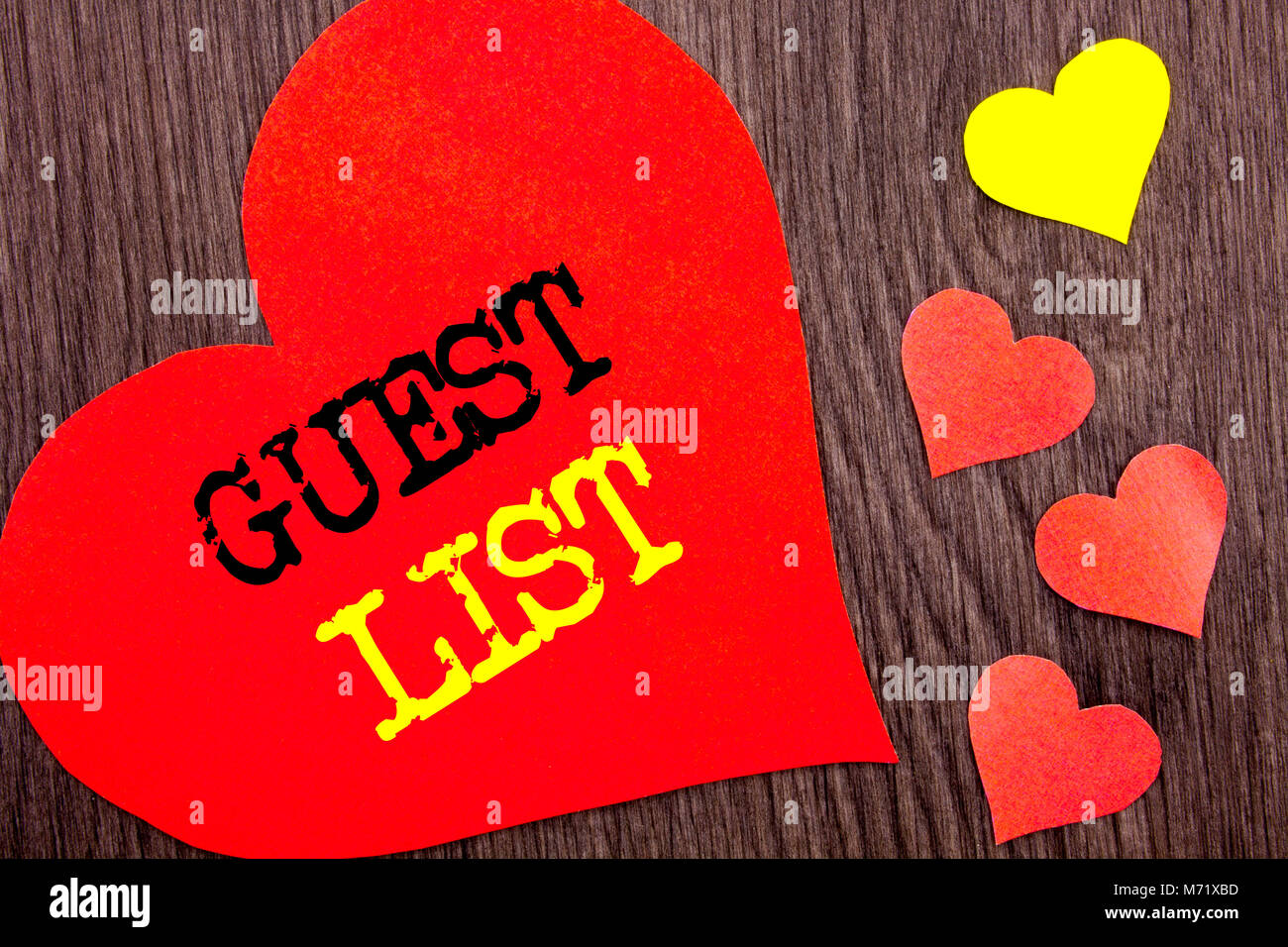 Handwriting Announcement text showing Guest List. Concept meaning ...