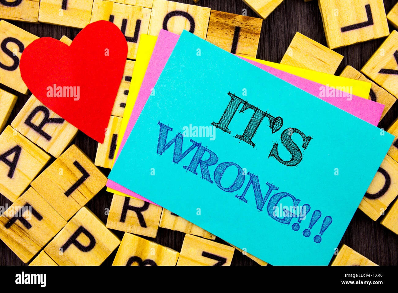 Handwritten text showing It Is Wrong. Conceptual photo Correct Right ...