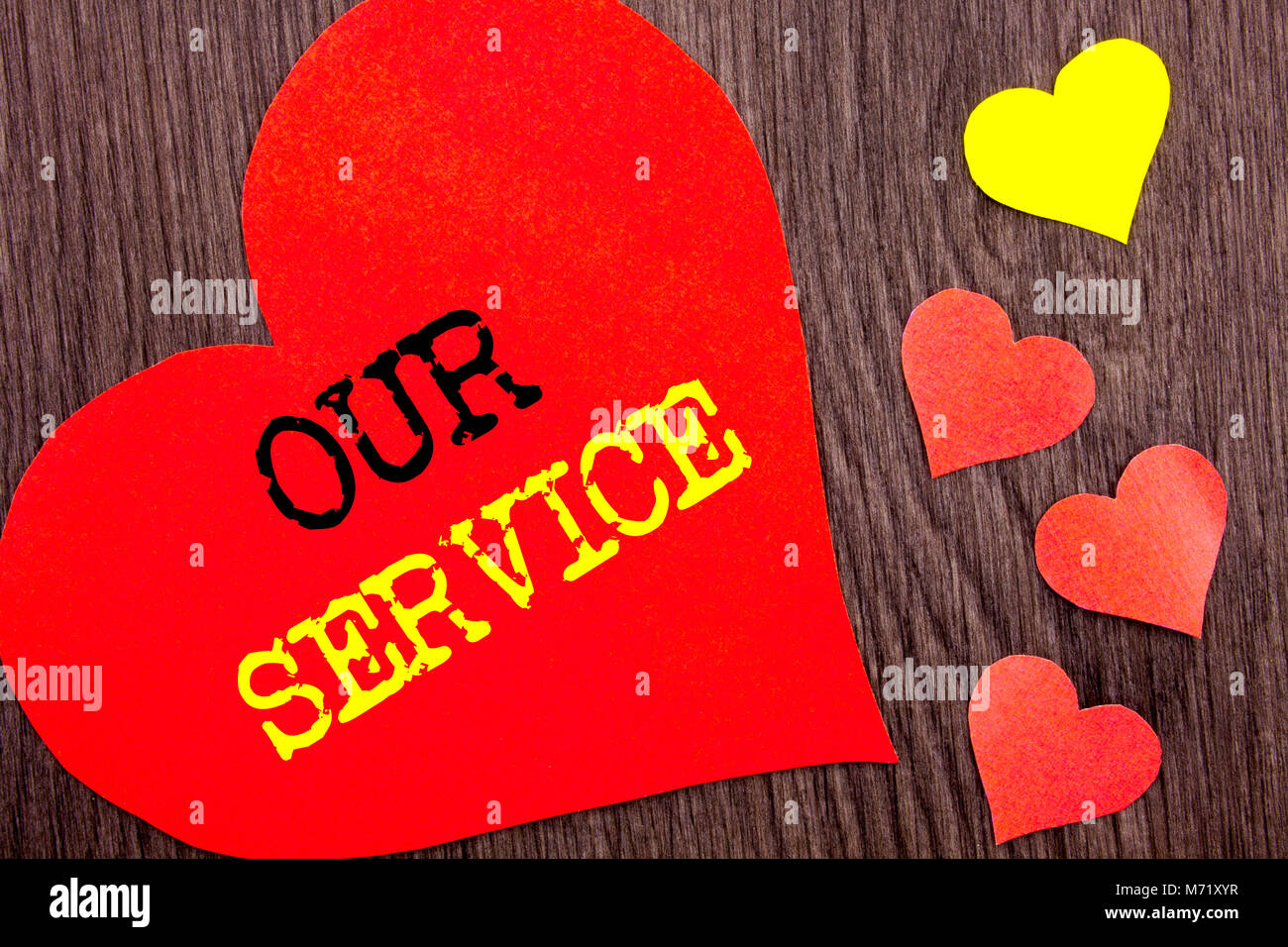 Handwriting Announcement text showing Our Service. Concept meaning ...