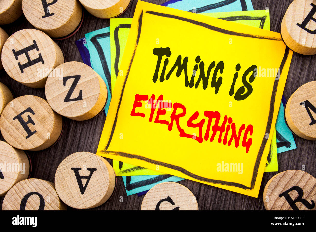 Handwriting Announcement text showing Timing Is Everything. Business ...