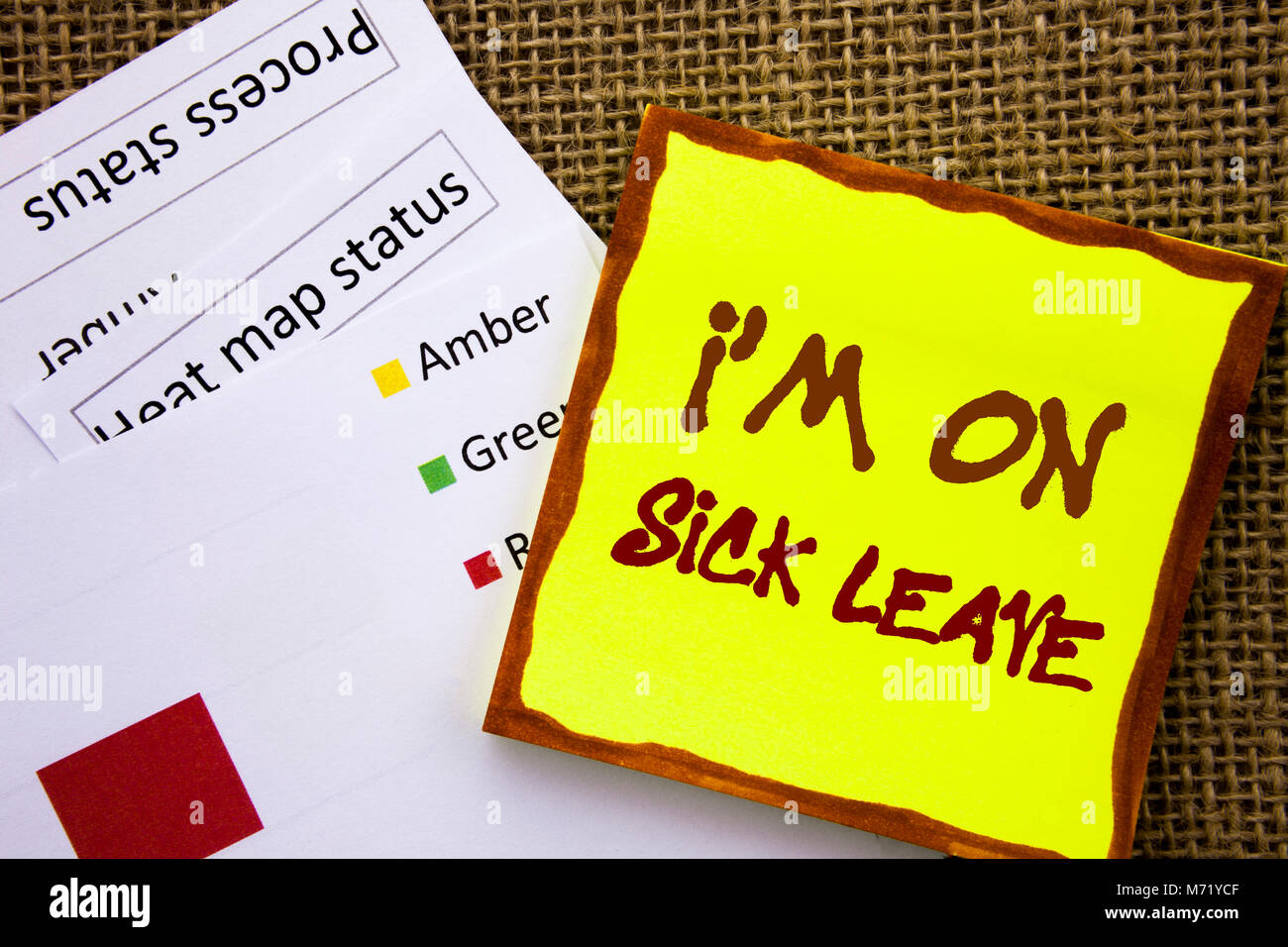 Handwritten text sign showing I m am On Sick Leave. Business concept ...