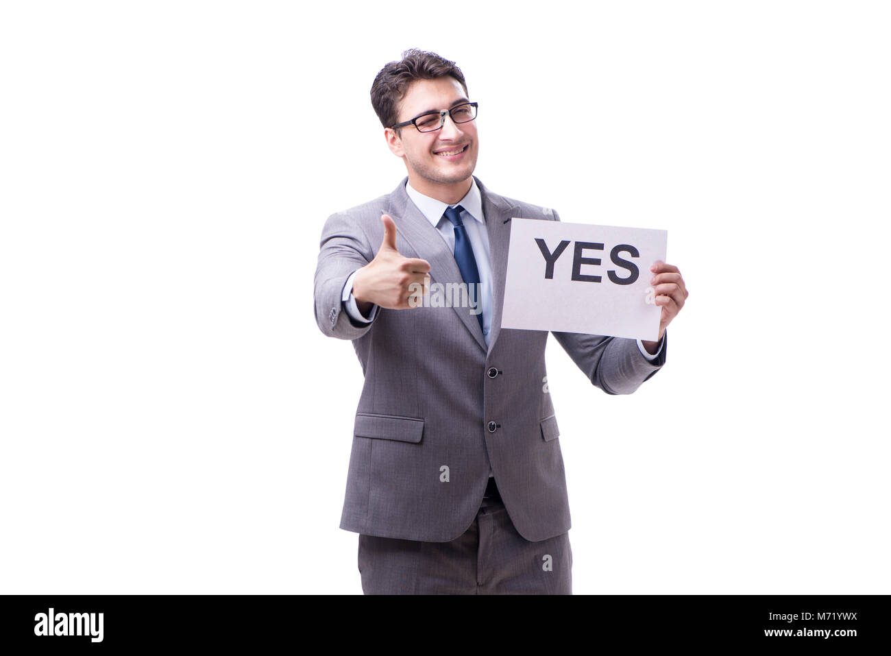 Businessman in positive yes answer isolated on white background Stock ...