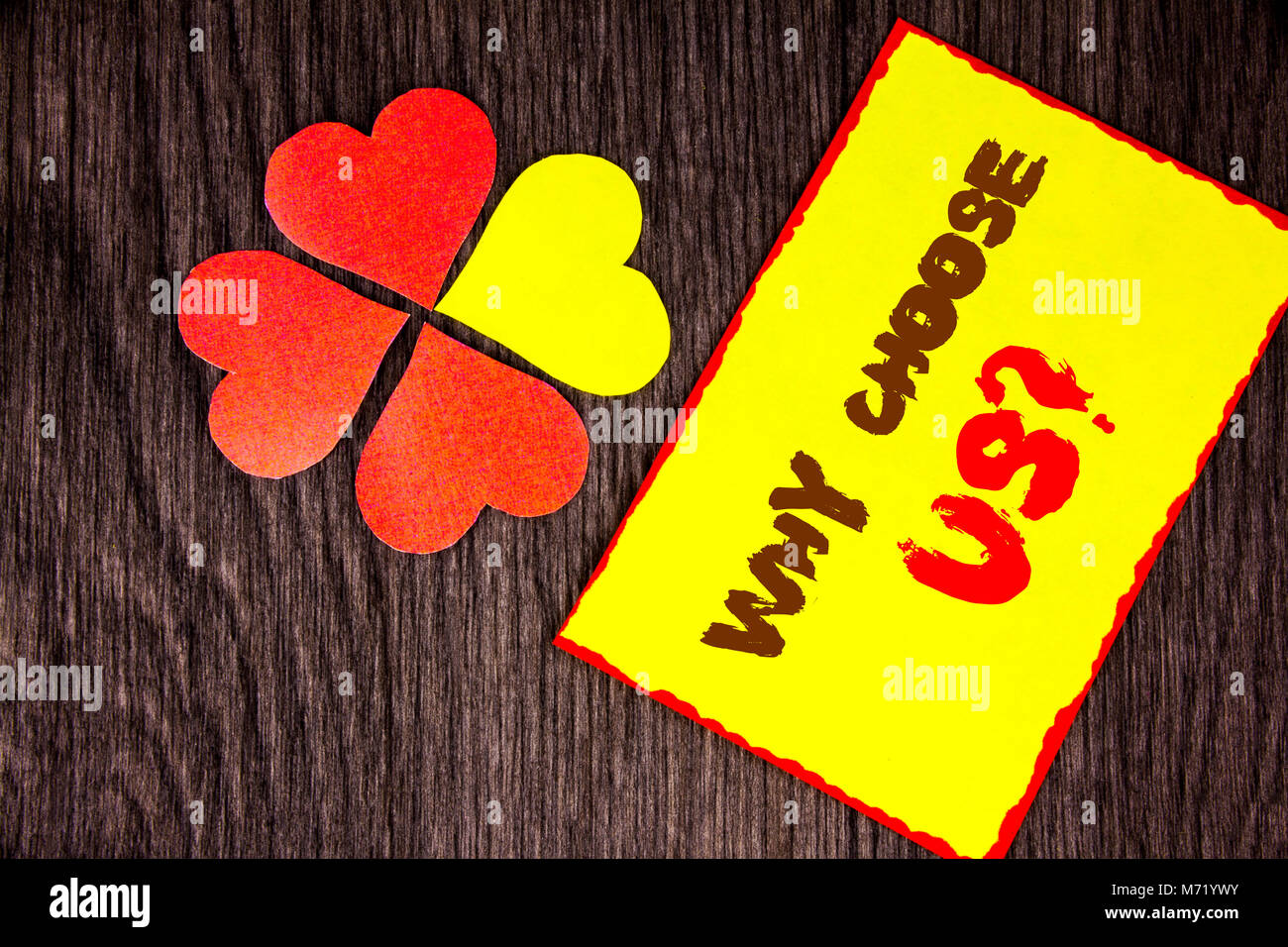 Text sign showing Why Choose Us Question. Business concept for Reason ...