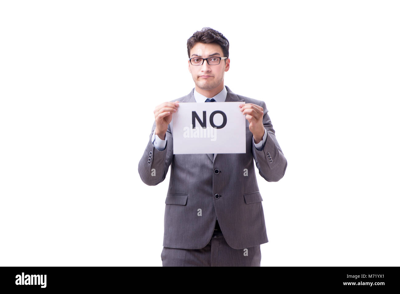 Businessman in negative no answer isolated on white background Stock ...