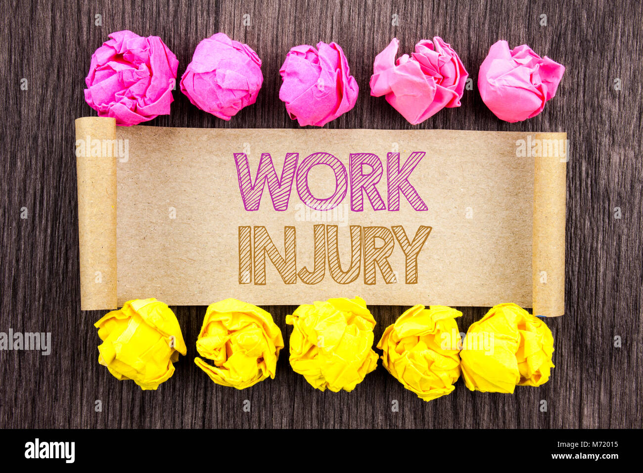 Writing text Work Injury. Concept meaning Bad Body Accident As ...