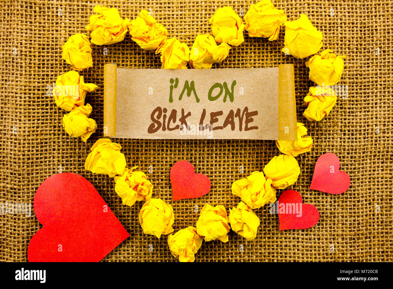 Handwriting Announcement text showing I m am On Sick Leave. Concept ...