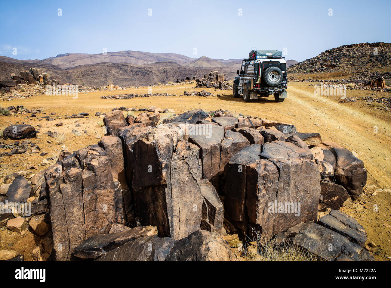 Landrover defender 110 in a desert, Morocco, Africa Stock Photo - Alamy