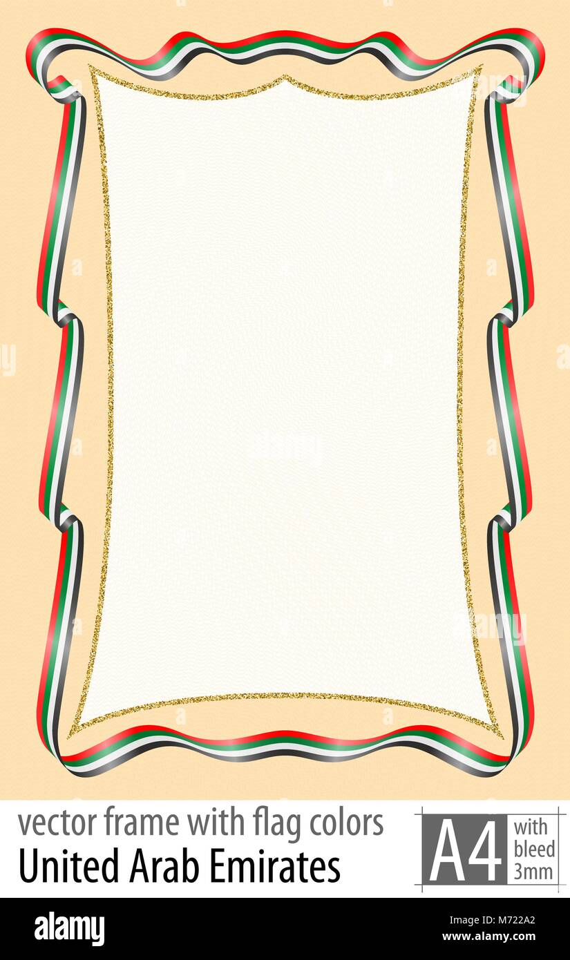 Frame and border of ribbon with the colors of the United Arab Emirates ...