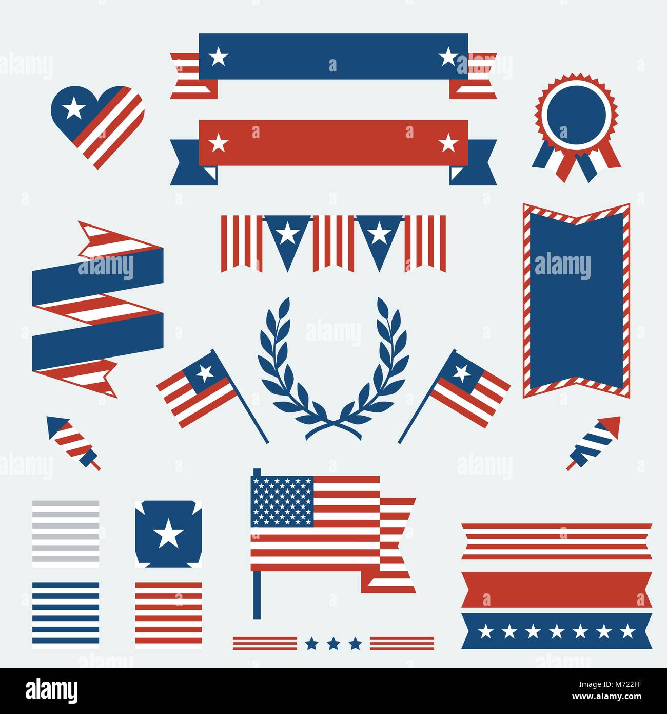 Independence Day ribbons, badges and decorative elements Stock Vector ...