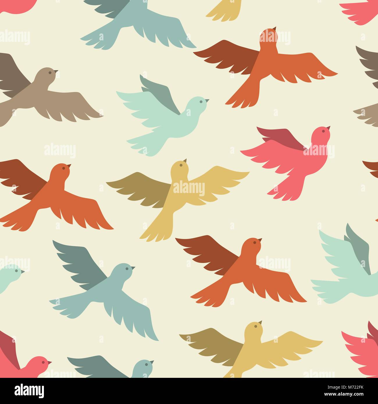 Seamless pattern with stylized color flying birds Stock Vector Image ...