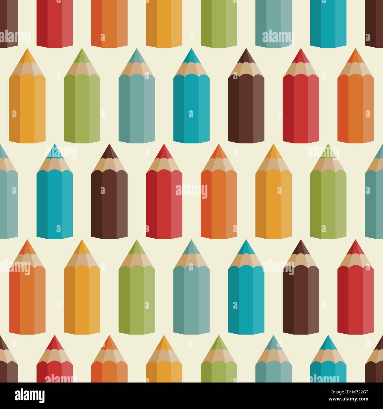 Seamless pattern with colored pencils in retro style Stock Vector Image ...