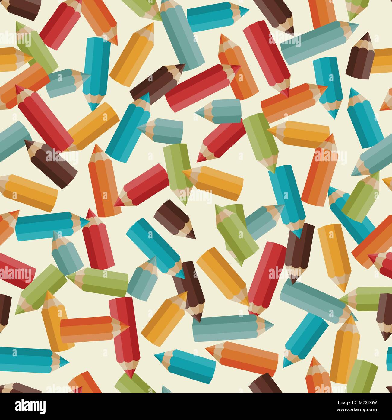 Seamless pattern with colored pencils in retro style Stock Vector Image ...