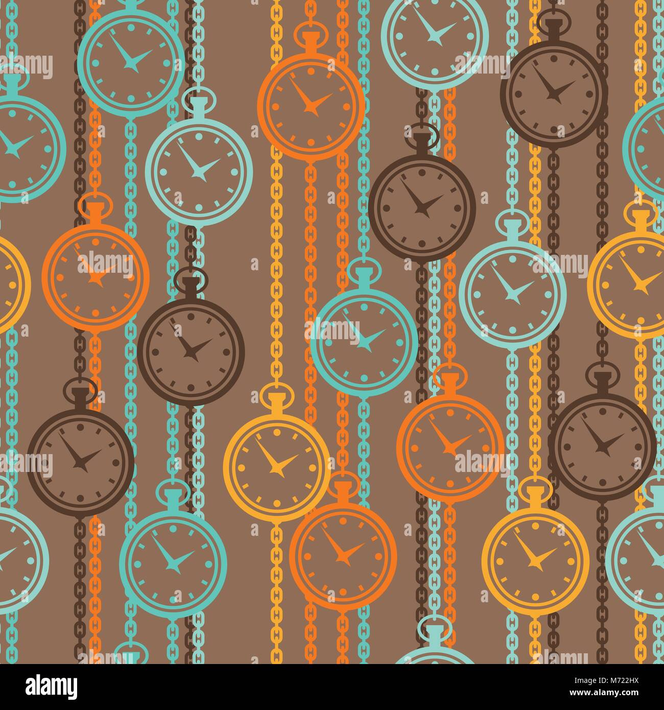 Seamless retro pattern with watches in flat style Stock Vector Image ...