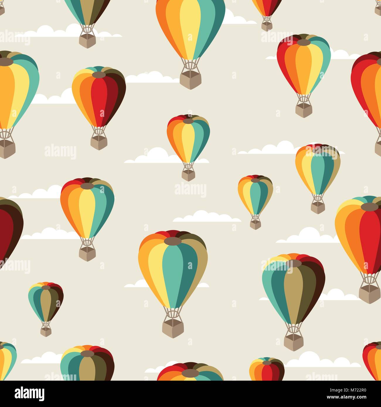 Seamless travel pattern of hot air balloons Stock Vector Image & Art ...